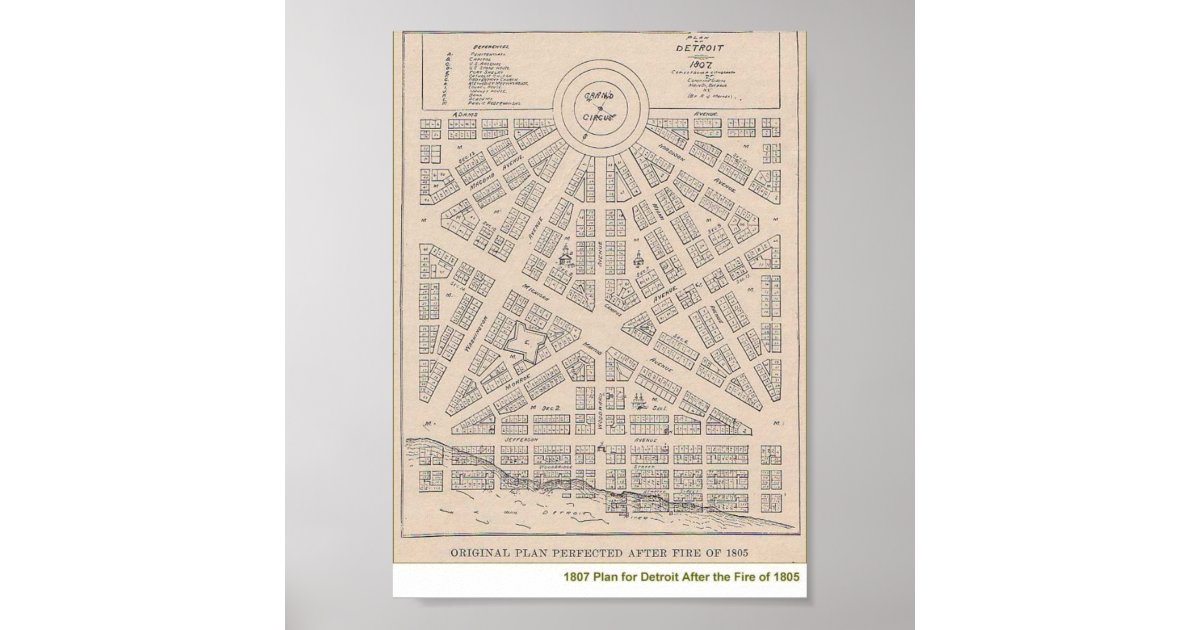 1807 Plan for Detroit Poster | Zazzle
