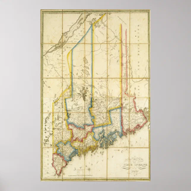 1820 Map of the State of Maine Poster | Zazzle