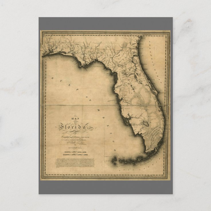 1823 Map of Florida Postcard | Zazzle