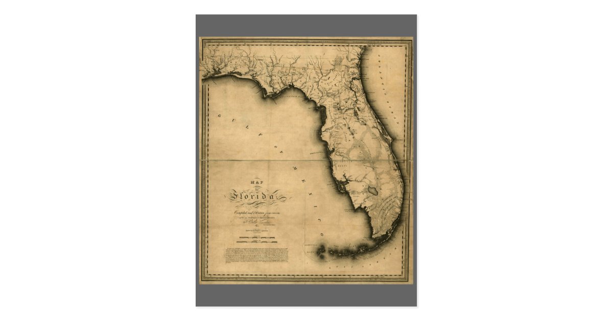 1823 Map of Florida Postcard | Zazzle.com