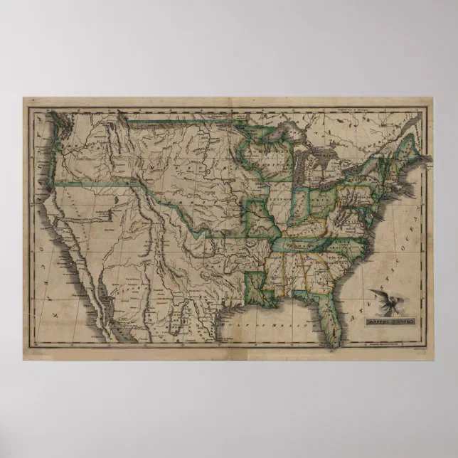 1823 Map of the United States Poster | Zazzle
