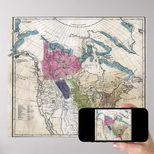 1836 Indian Tribes of North America Map Poster | Zazzle