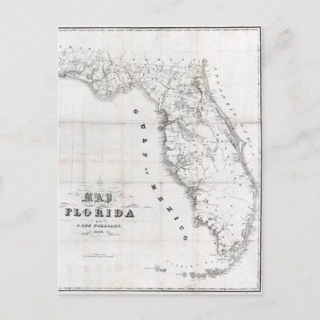 1837 Florida Map Postcard | Zazzle