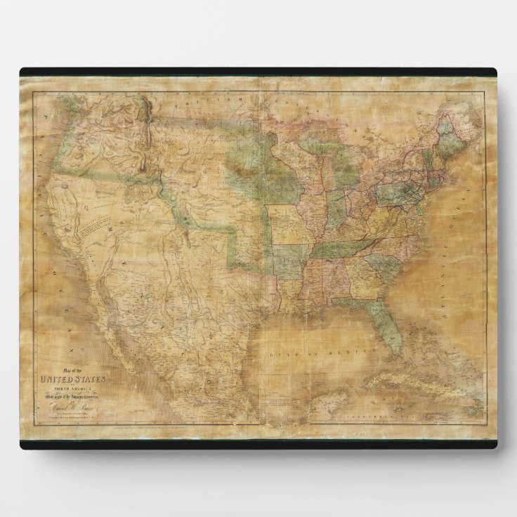 1839 David H. Burr Wall Map of the United States Plaque | Zazzle