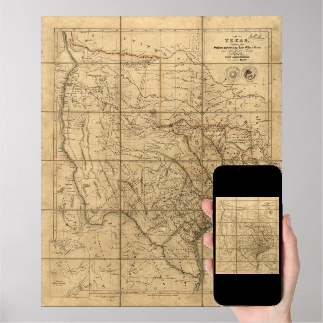 1841 Map of the Republic of Texas Poster | Zazzle