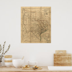 1841 Map of the Republic of Texas Poster | Zazzle