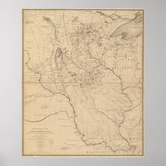 1843 Map of Mississippi River Poster | Zazzle.com