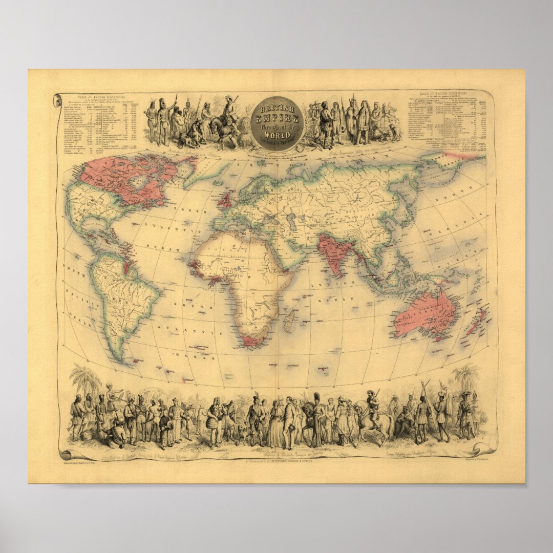 1850’s Map of British Empire Throughout the World Poster | Zazzle