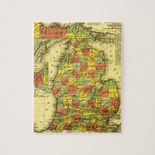 1853 Vivid Map of Michigan Show true allegiance MI Jigsaw Puzzle ...