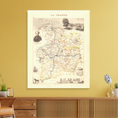 1858 Map of Ille et Vilaine Department, France Pos Canvas Print | Zazzle