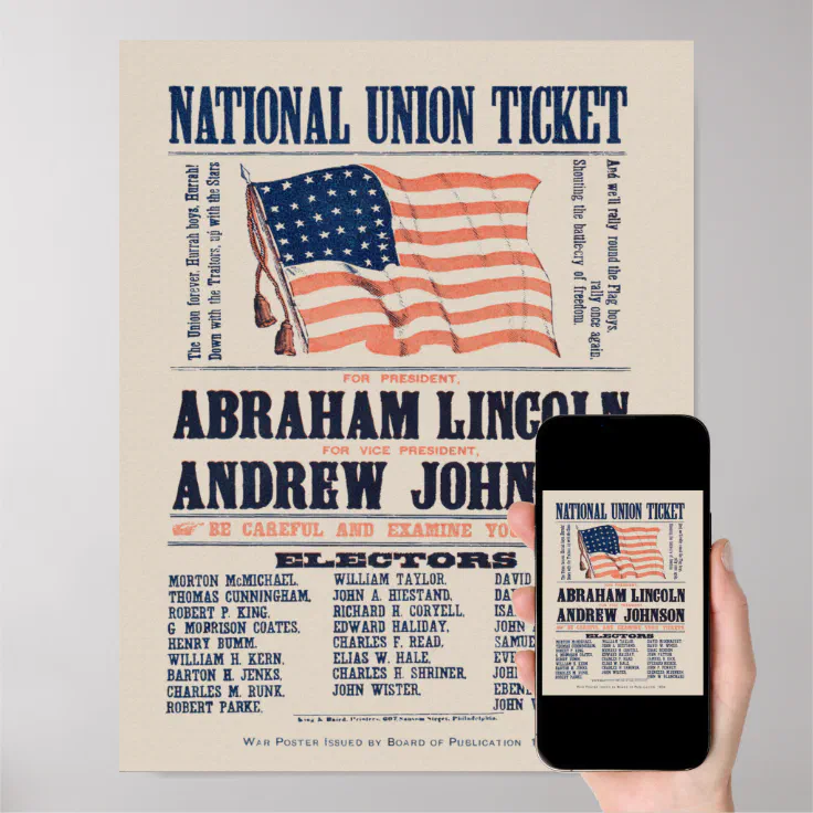 1864 Union Party campaign poster - Lincoln | Zazzle