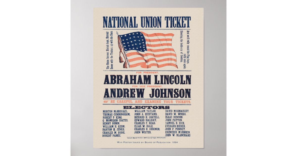 1864 Union Party campaign poster - Lincoln | Zazzle