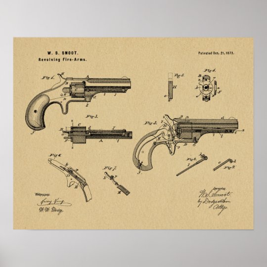 1873 Gun Revolver Patent Art Drawing Print | Zazzle.com