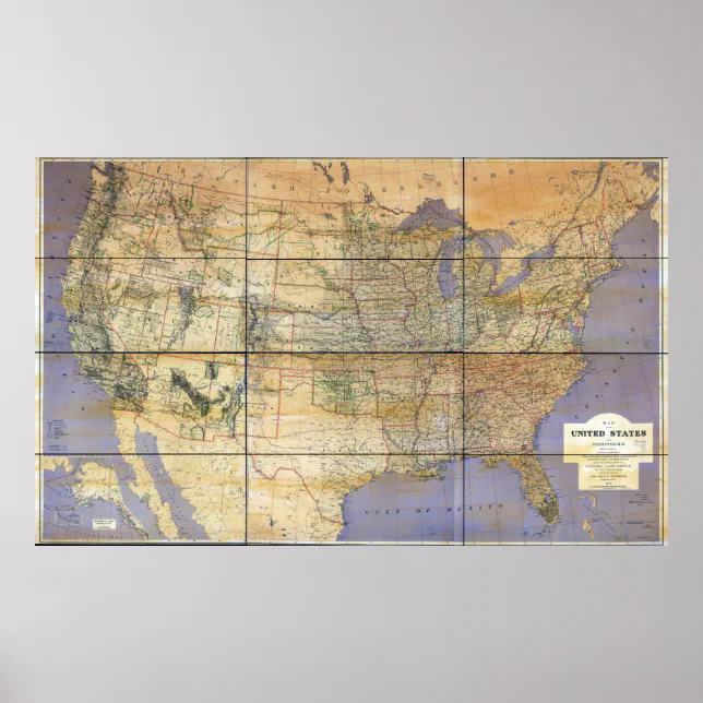 1873 Map of the United States and Territories Poster | Zazzle