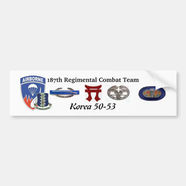 187th Regimental Combat Team Korea Bumper Sticker | Zazzle