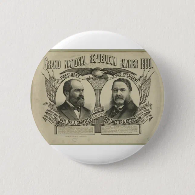 1880 Garfield - Arthur Button | Zazzle