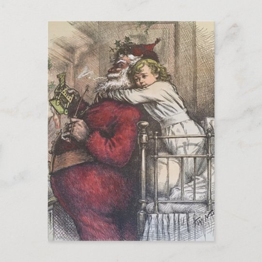1881 Thomas Nash Santa and Little Admirer Vintage Holiday Postcard ...