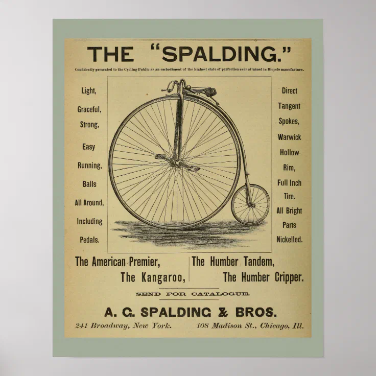 1886 Vintage Bicycle Magazine Ad Art Poster | Zazzle