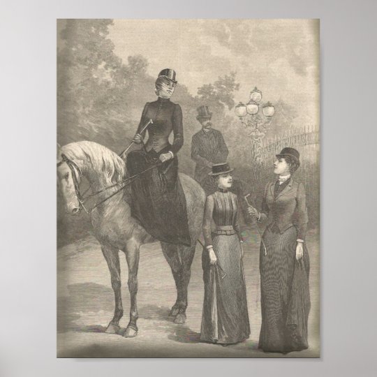 1889 Victorian Horseback Riding Habits Ad Poster | Zazzle.com