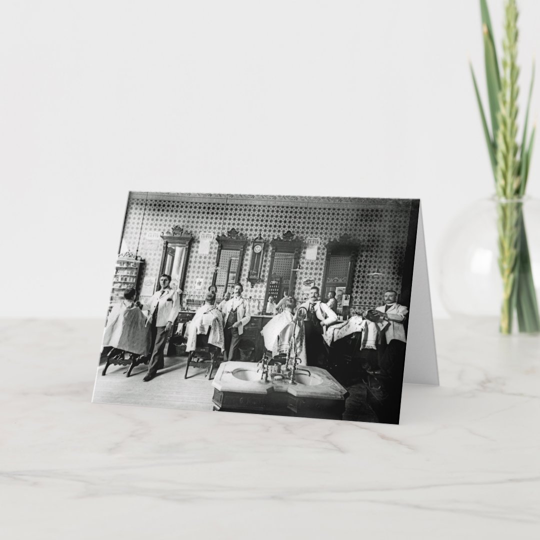 1890'S BARBER SHOP MEN INTERIOR HAIR SALON BARBER CARD | Zazzle