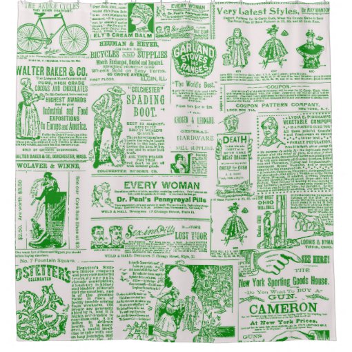 1890's Newspaper Ads Victorian Sales Ads Shower Curtain | Zazzle