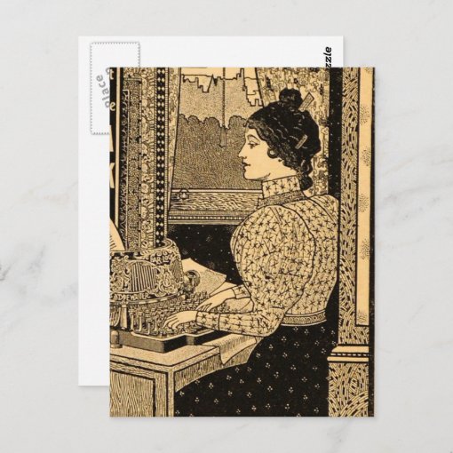 1890's Secretary at Typewriter Postcard | Zazzle