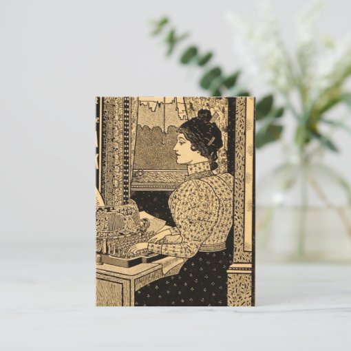 1890's Secretary at Typewriter Postcard | Zazzle