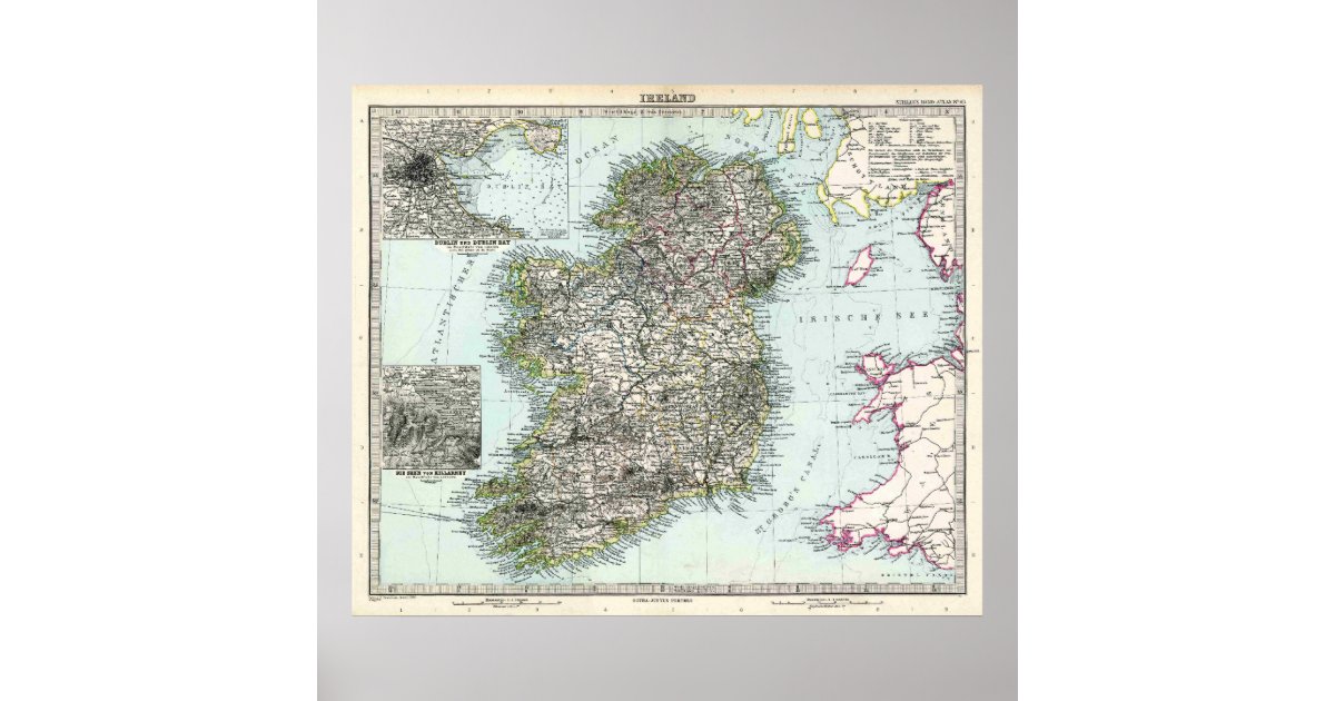 1891 Map of Ireland Poster | Zazzle