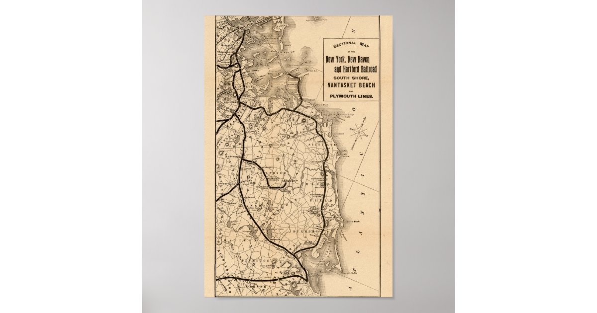 1893, Map, New Haven Railroad, Vintage Poster | Zazzle