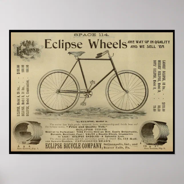 1893 Vintage Bicycle Magazine Ad Art Poster | Zazzle