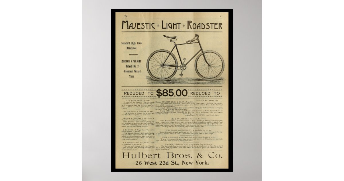 1893 Vintage Bicycle Magazine Ad Art Poster | Zazzle