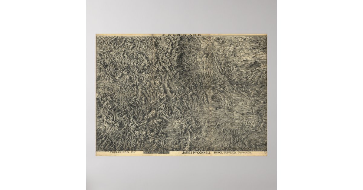1894 Map of Colorado Mountains, Cities & Rivers Poster | Zazzle