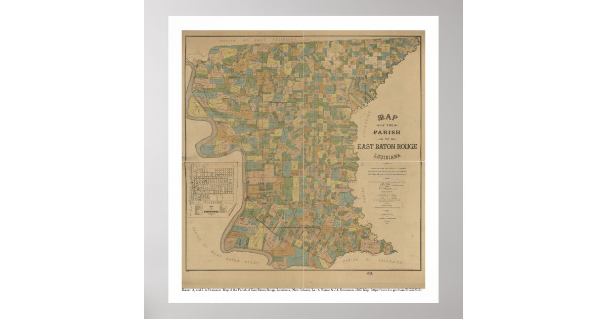 1895 Map of the Parish of East Baton Rouge, La Poster | Zazzle