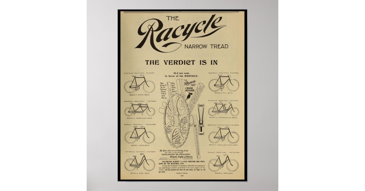 1896 Vintage Bicycle Magazine Ad Art Poster | Zazzle