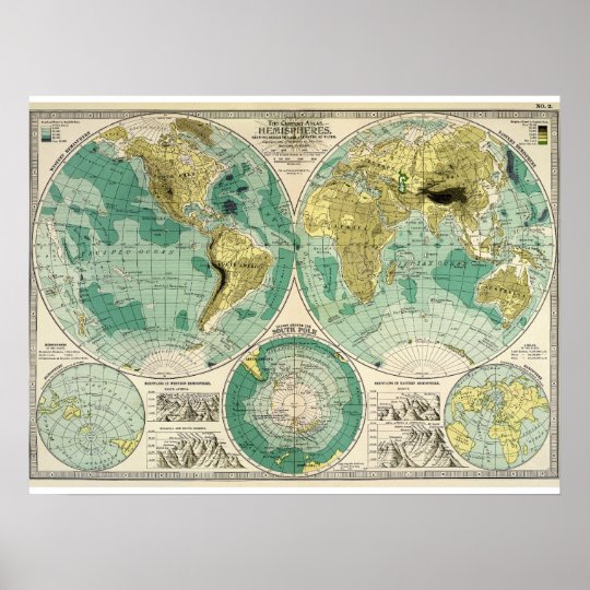 1897 Old World Map - Antique Tra Poster | Zazzle.com