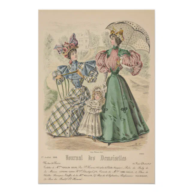 1899 Vintage Victorian French Ladies Fashion Plate Poster | Zazzle