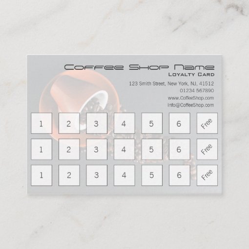 18 + 3 Matching Coffee Shop Loyalty Stamp Card | Zazzle