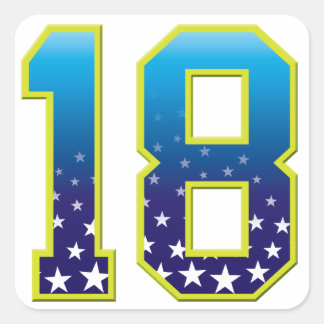 18 Age Star Square Sticker