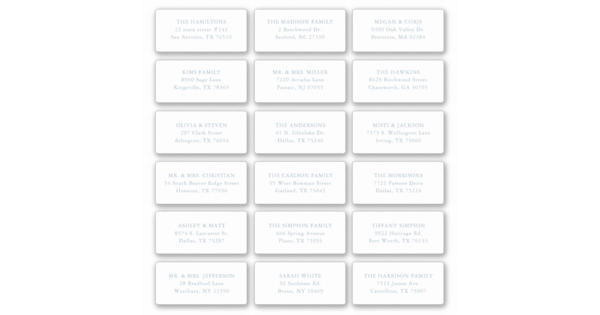 18 Dusty Blue Wedding Guest Recipient Name Address Sticker | Zazzle