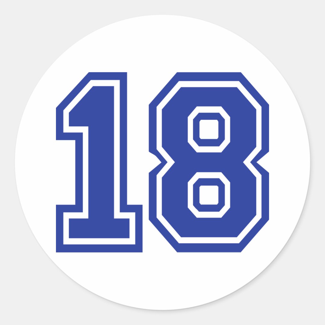 18 - Eighteen Classic Round Sticker | Zazzle