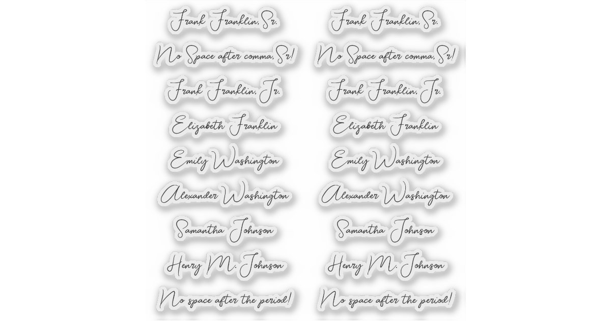 18 Guest Names Elegant Monoline Calligraphy Script Sticker | Zazzle