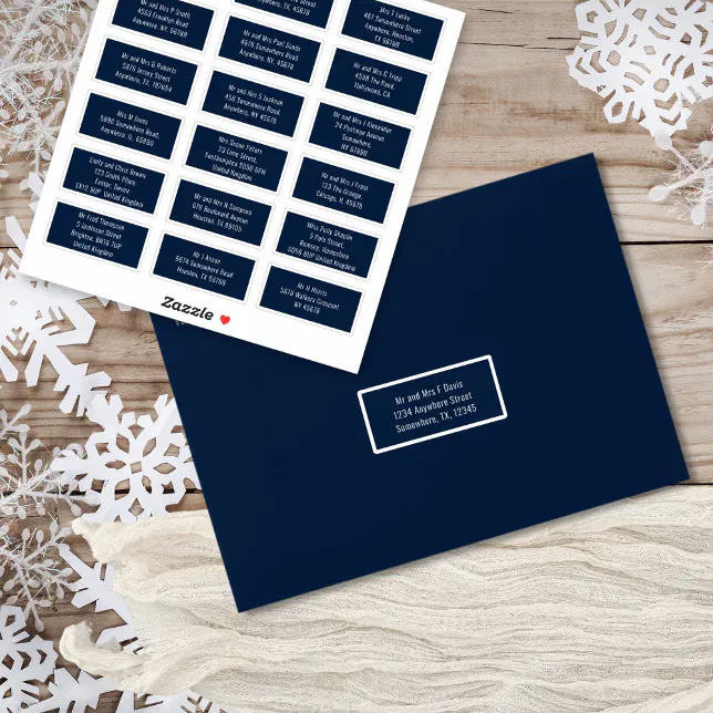 18 Individual Recipient Name Address Navy White Sticker | Zazzle