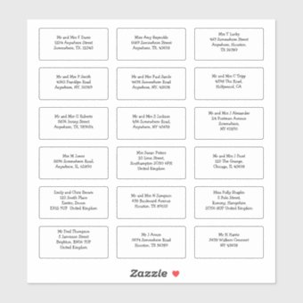 18 Informal Individual Guest Name Address Shipping Sticker | Zazzle
