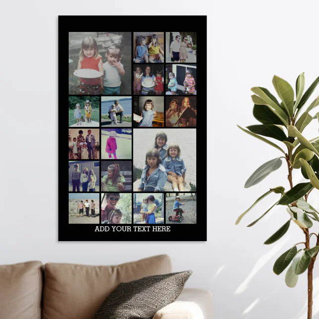 18 Photo Collage and Text - Can Edit Black Poster | Zazzle