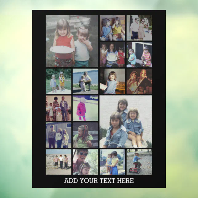 18 Photo Collage and Text - Can Edit Black Window Cling | Zazzle