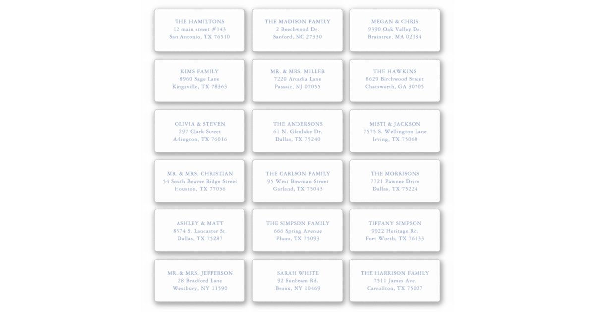 18 Something Blue Wedding Recipient Name Address Sticker | Zazzle