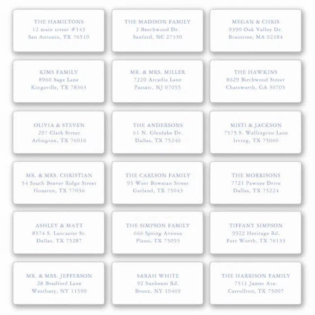18 Something Blue Wedding Recipient Name Address Sticker | Zazzle