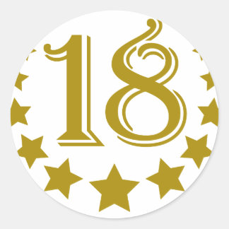 18-stars-Birthday.png Round Sticker