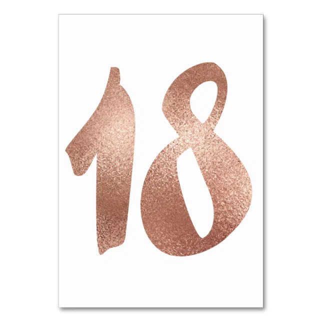 18 Table Number White Metallic Pink Rose Gold Table Number | Zazzle