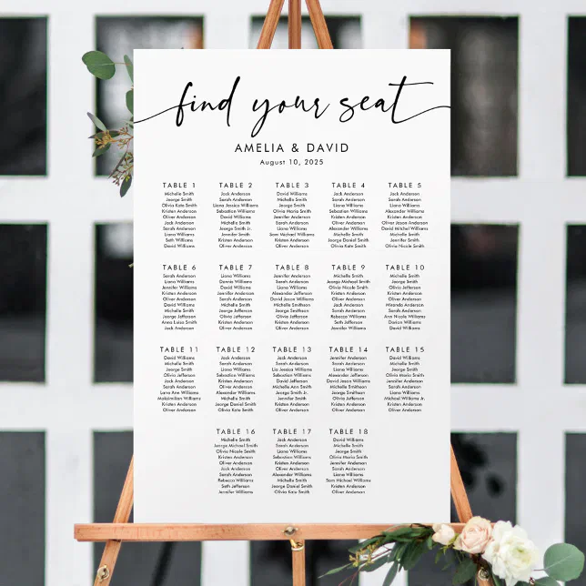 18 Tables Find Your Seat Seating Chart | Zazzle